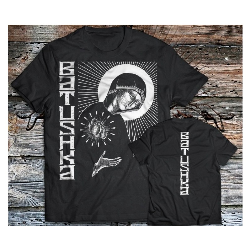 BATUSHKA HEART OF MARY LITOURGIYA OFFICIAL BLACK T-SHIRT
